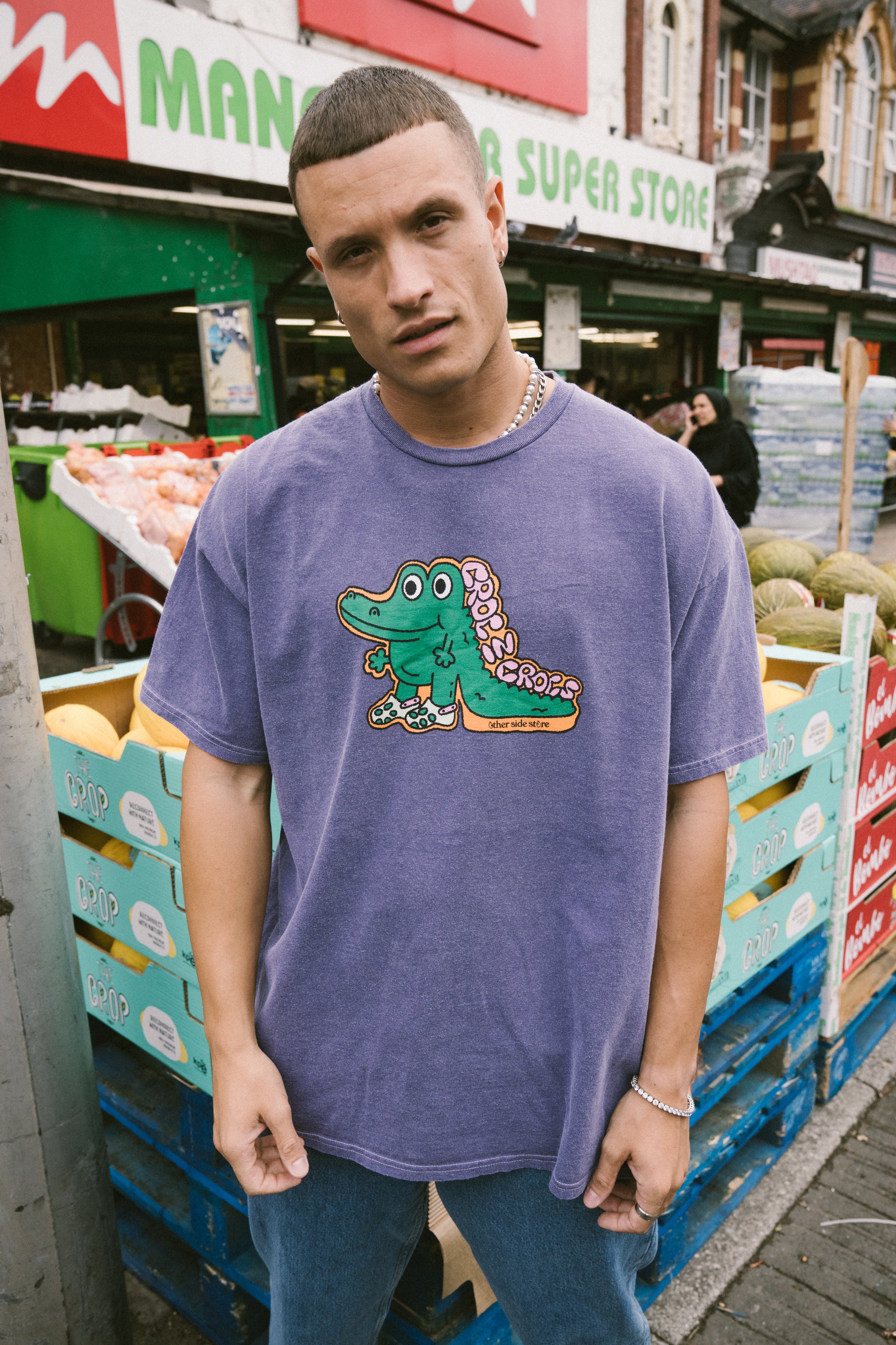 Other Side Store 'Croc In Crocs' Vintage Washed Tee - Violet – UN:IK ...