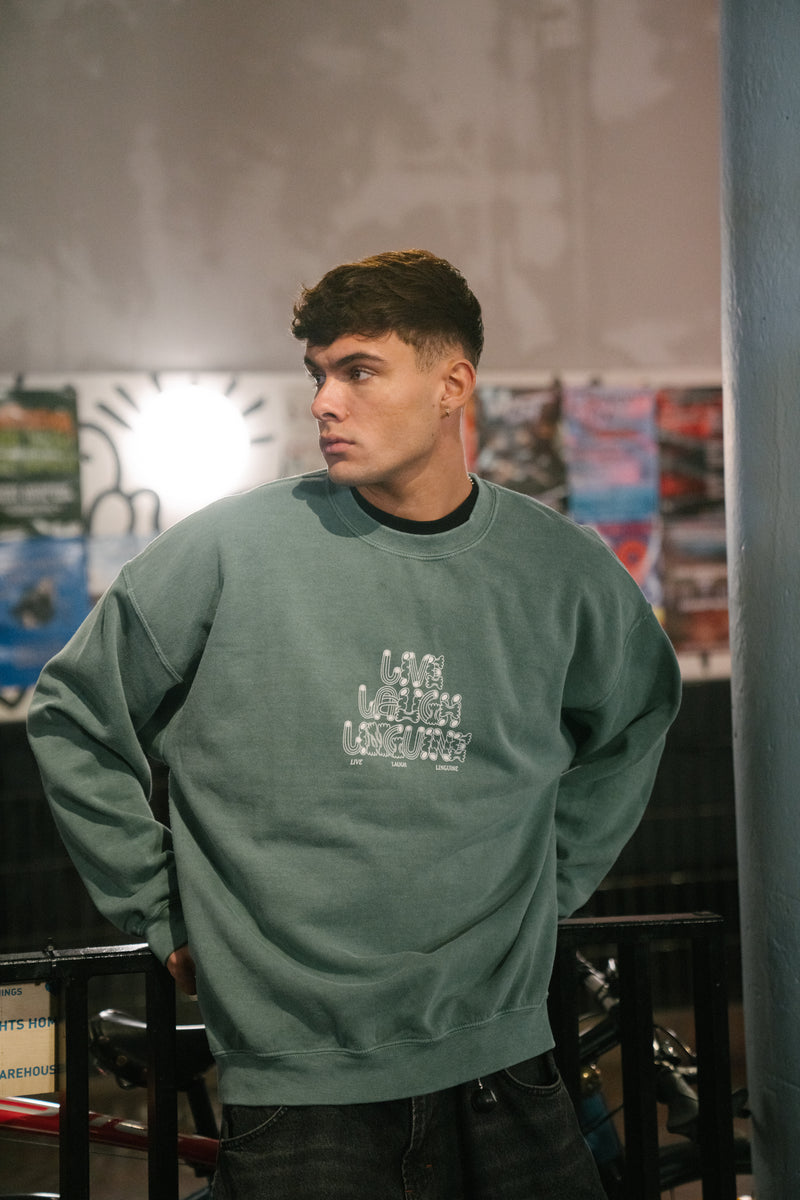 Other Side Store 'Live Laugh Linguine' Sweater - Vintage Washed Green ...