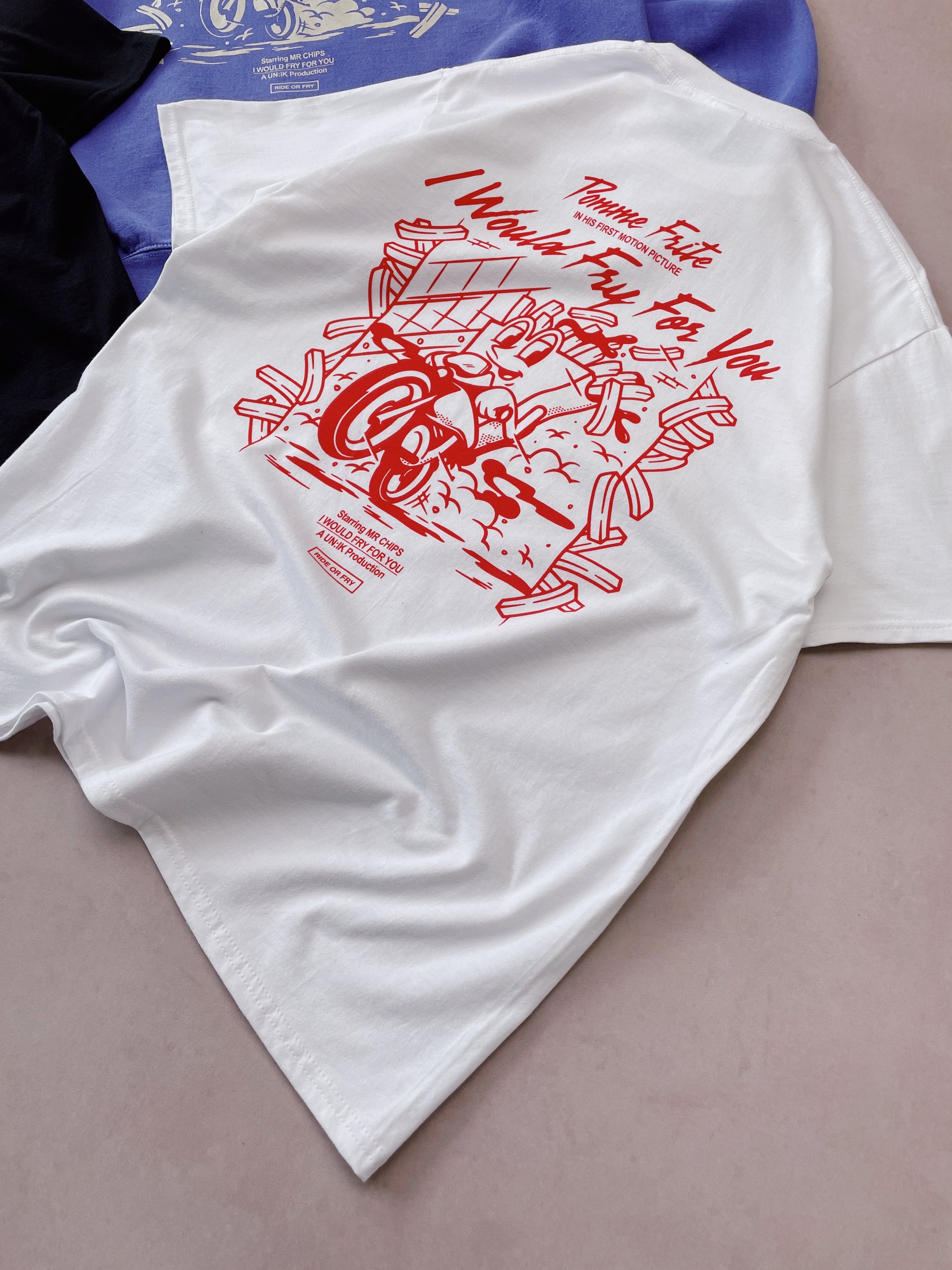 Pomme Frite 'Ride Or Fry' Tee - White – UN:IK Clothing