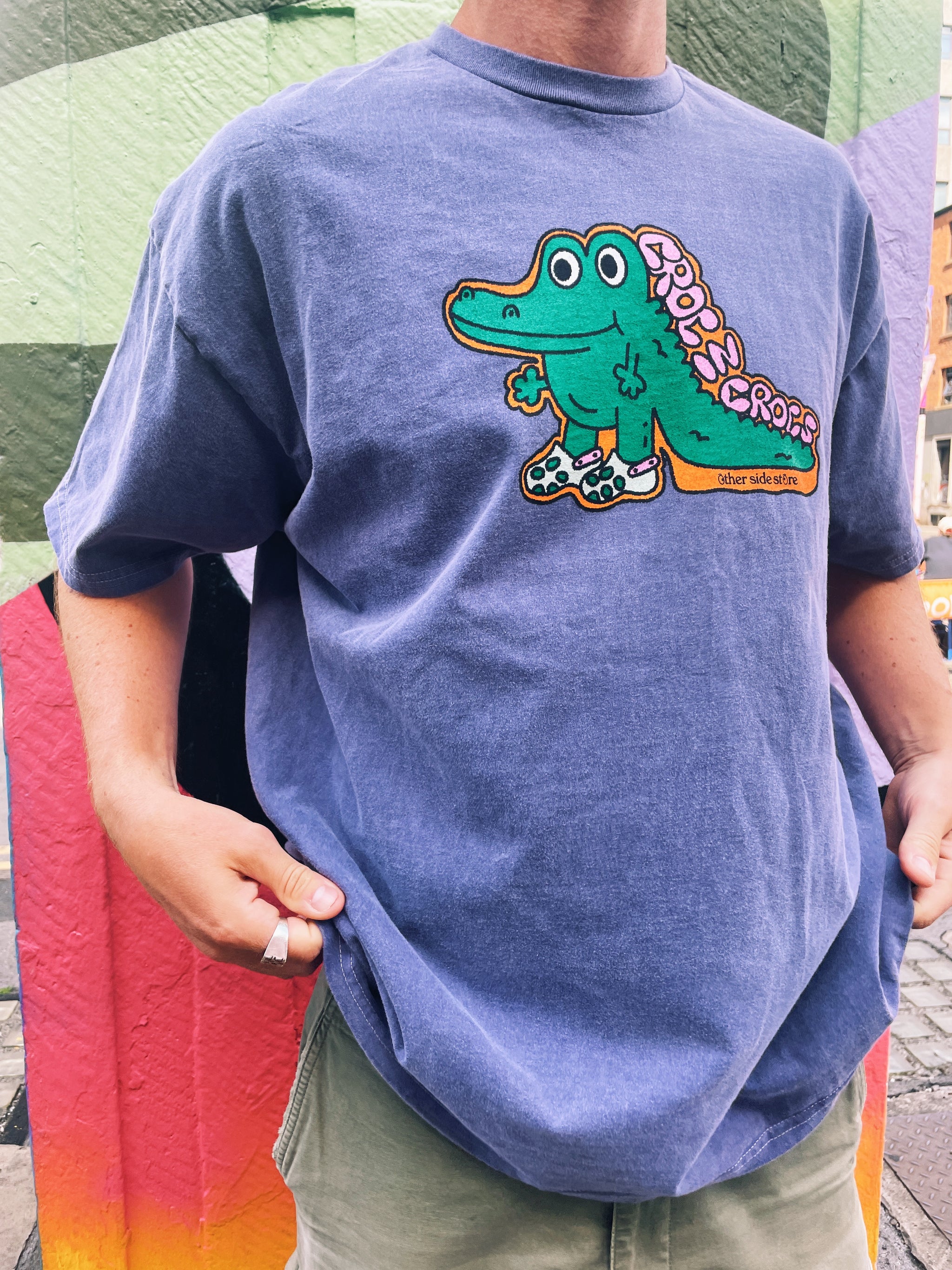 Other Side Store 'Croc In Crocs' Vintage Washed Tee - Violet – UN:IK Clothing