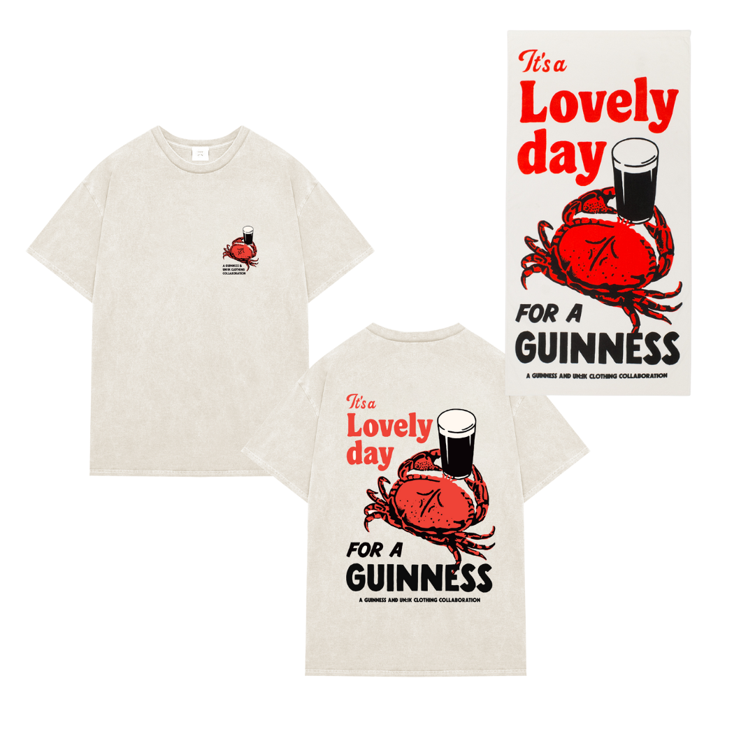 Guinness x UN:IK 'Crab' Beach Tee & Towel Bundle - Sand – UN:IK Clothing