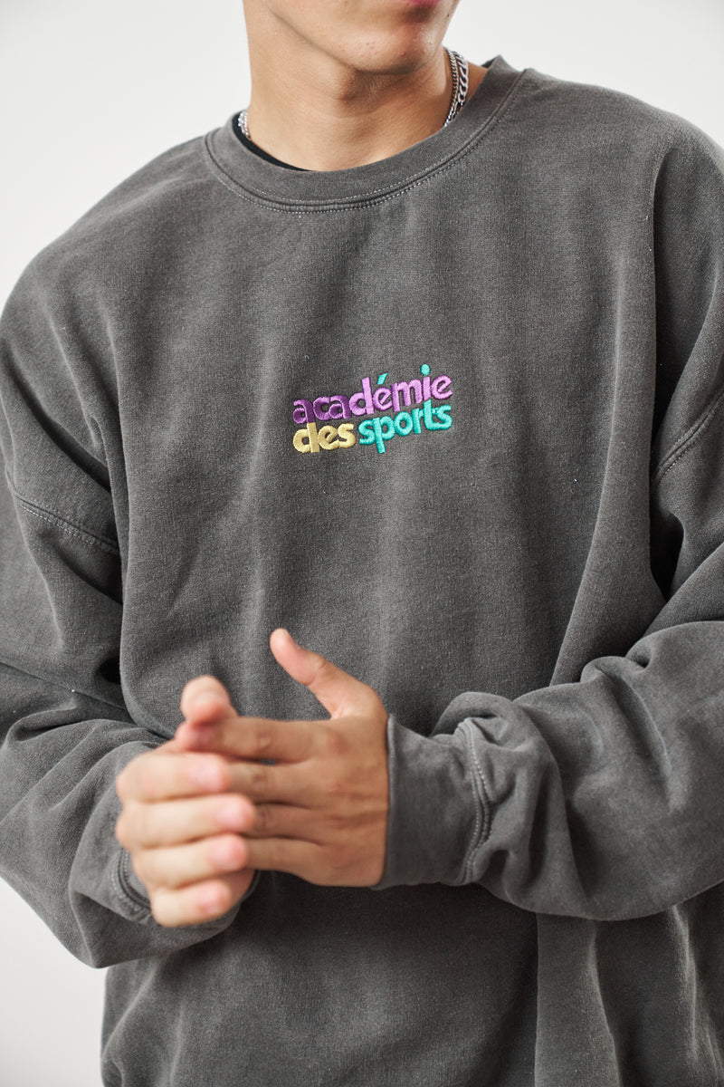 Vice 84 'Club Académie' Embroidered Sweater - Vintage Washed Charcoal ...