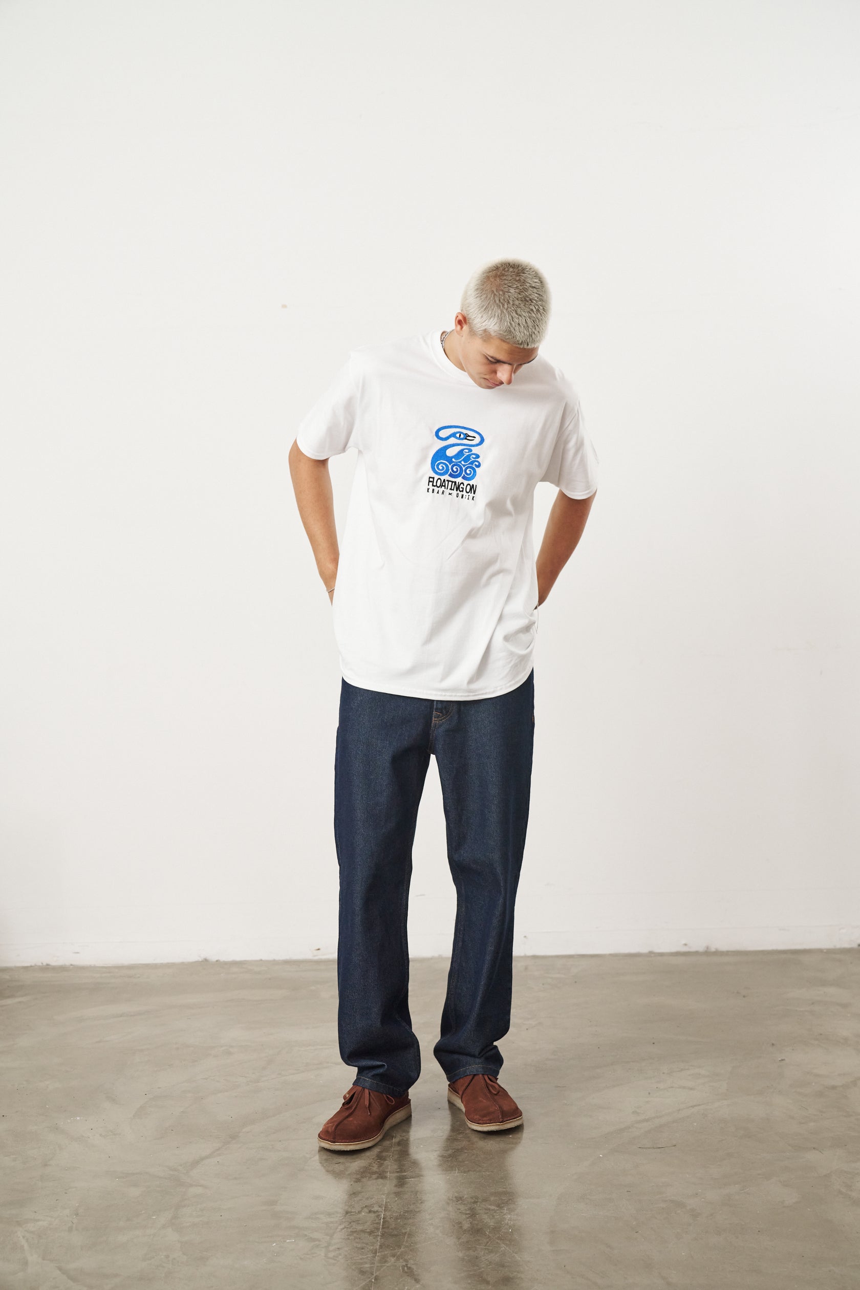 KBAR X UN:IK 'Floating On' Embroidered Tee - White – UN:IK Clothing