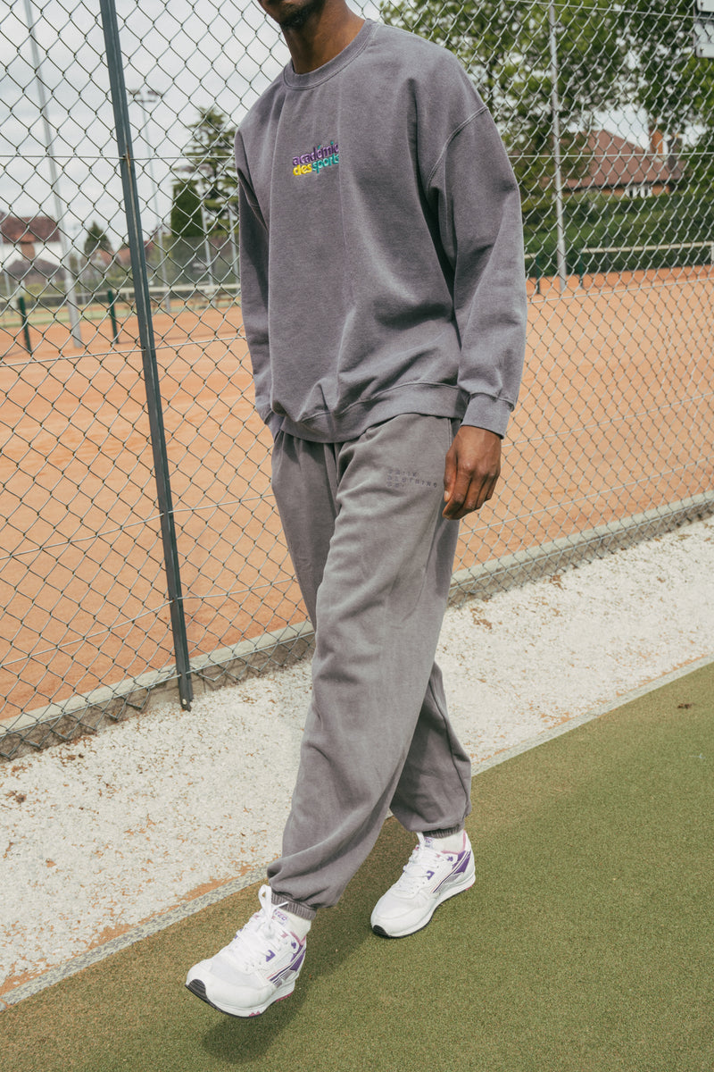 Vice 84 'Club Académie' Embroidered Sweater - Vintage Washed Charcoal ...