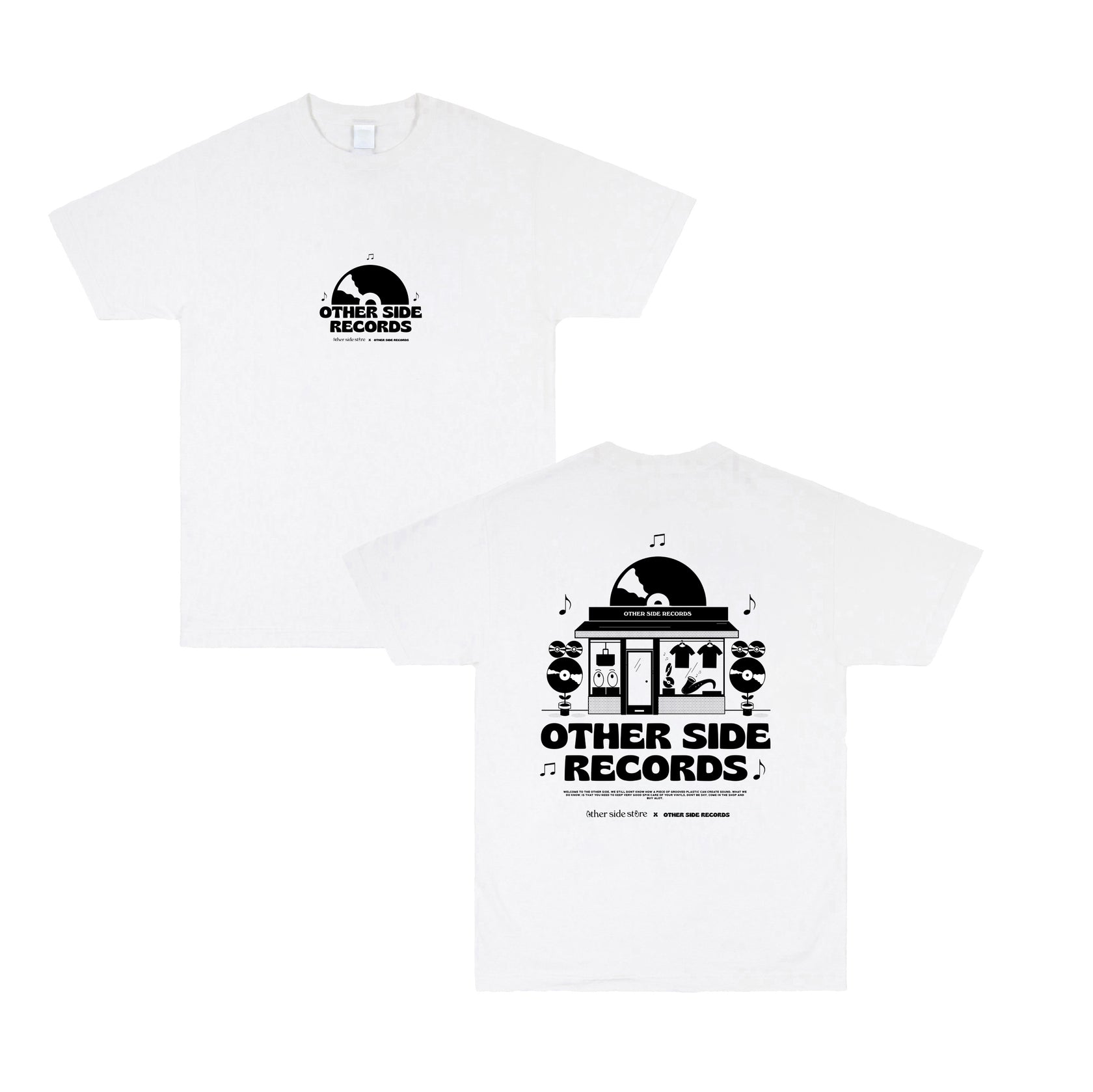 Other Side Store 'Records' Tee - White – UN:IK Clothing