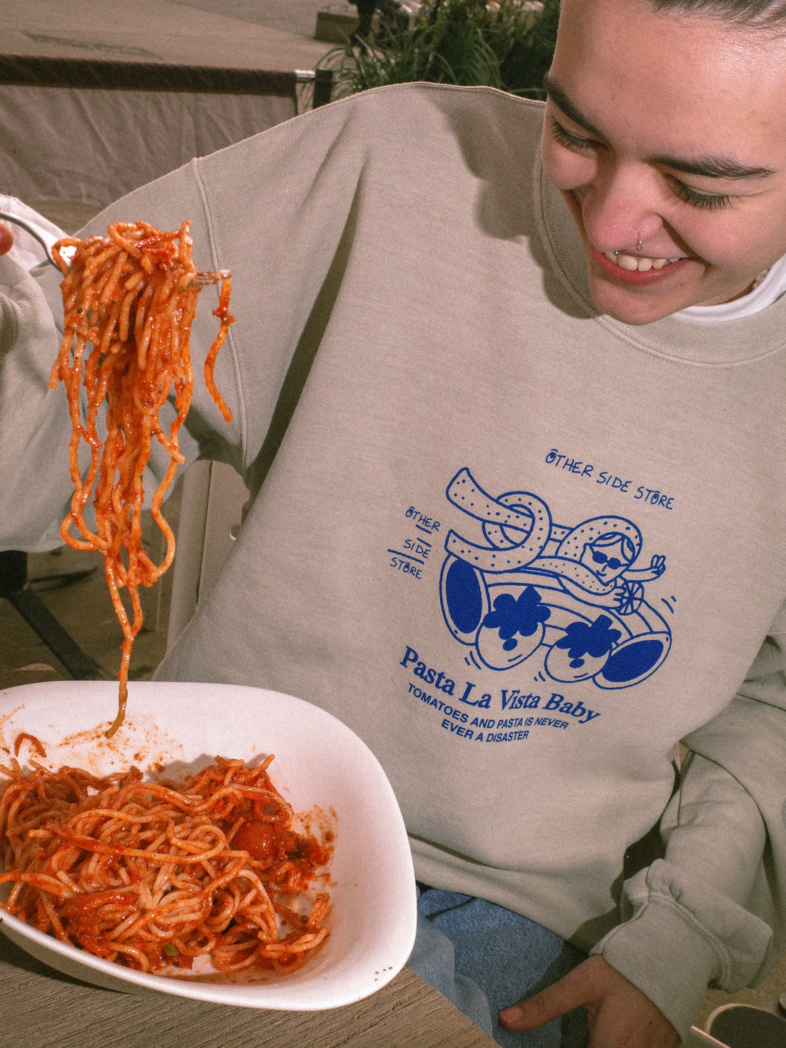 Other Side Store 'Pasta La Vista' Sweater - Vintage Washed Ecru – UN:IK ...